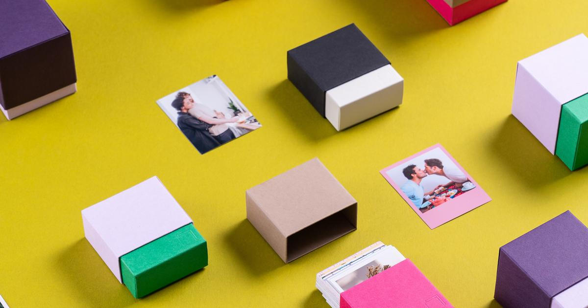 Purple-Green Photo Box for 200 mini photos | Squared.one USD